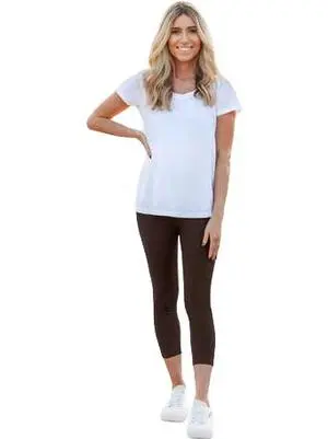 CITY THREADS 100% Cotton Comfortable Everyday Wear Capri Leggings - Chocolate