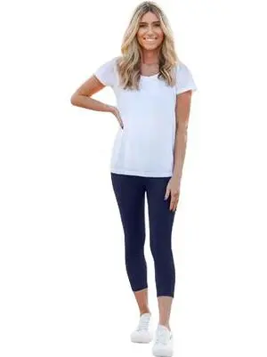 CITY THREADS 100% Cotton Comfortable Everyday Wear Capri Leggings - Navy