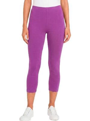CITY THREADS Soft 100% Cotton Everyday Wear Capri Leggings Plum