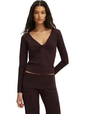 Cotton:on Twist Detail Top - Chocolate Plum