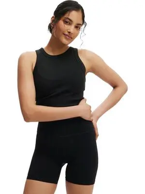 Cotton:on Active Rib Curved Hem Tank - Black
