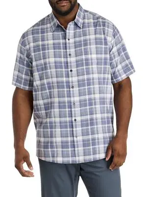 SYNRGY BY DXL Big & Tall Plaid Microfiber Sport Shirt - Blue
