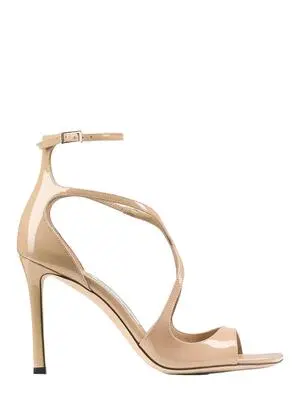 JIMMY CHOO Azia Patent-leather Sandals - Neutrals