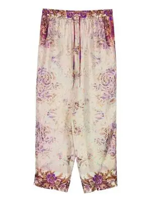 PIERRE-LOUIS MASCIA Floral-print Cropped Trousers - Neutrals