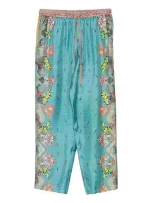 PIERRE-LOUIS MASCIA Floral-print Cropped Trousers - Blue