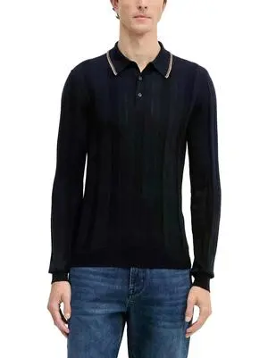 TRUSSARDI Striped Knitted Polo Shirt - Blue