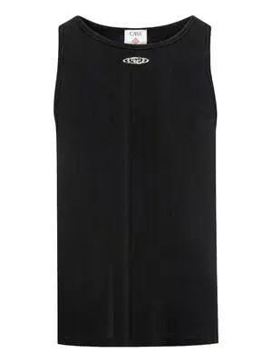 Casablanca Ribbed Tank Top - Black