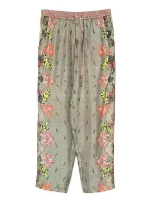 PIERRE-LOUIS MASCIA Floral-print Cropped Trousers - Grey
