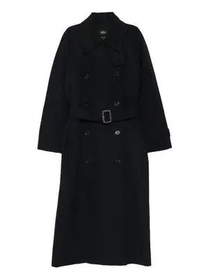A.p.c. Belted Double-breasted Trench Coat - Blue