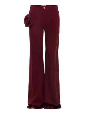 Hellessy Rose Appliqué Flared Jeans - Red