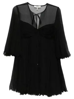 Chloé Tie-detail Ruffled Mini Dress - Black