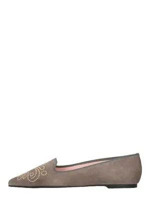 Pretty Ballerinas Pointed-toe Studded Loafers - Grey