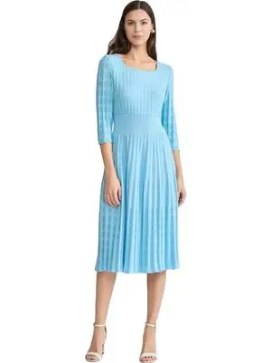 Ming Wang Linear Pointelle Knit Fit-and-flare Midi Dress - Serene