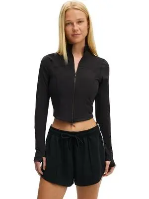Cotton:on Active Ultra Soft Contour Long Sleeve Zip Through - Black