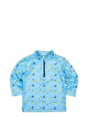 FLORENCE EISEMAN Golf Print Performance Knit Half Zip - Blue/multi