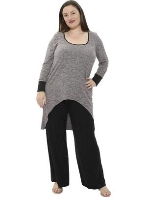 24SEVEN COMFORT APPAREL Two Tone Top And Pant Set Black