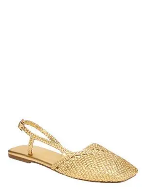 Franco Sarto Ilona Woven Slingback Flats Ocra Gold