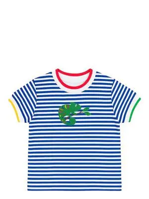 FLORENCE EISEMAN Stripe Knit Tshirt With Lizard - Royal/white