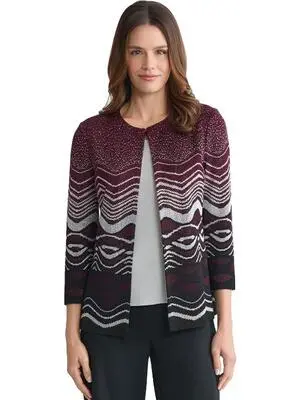 Ming Wang Jacquard Knit Jacket - Midnight Violet/black/silver