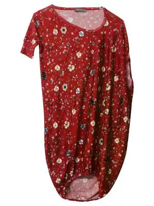 Alexander McQueen Floral Draped Asymmetrical Dress - Red