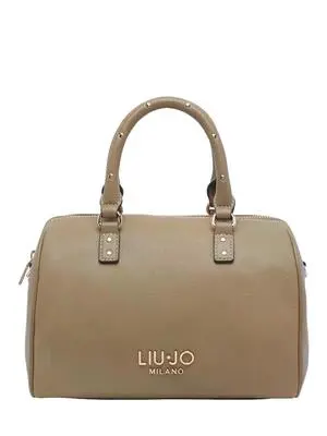 Liu Jo Handbag With Logo And Studded Handle - Neutrals