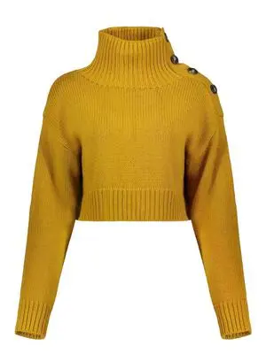 YVES SALOMON High-collar Cropped Sweater - Yellow