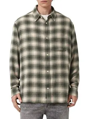 ALLSAINTS Lumley Plaid Button-up Shirt - Pale Olive Green