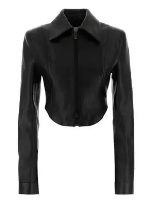 Magda Butrym Collared Leather Jacket - Black