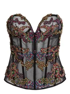 Zuhair Murad Embroidered Strapless Bustier Top - Multi