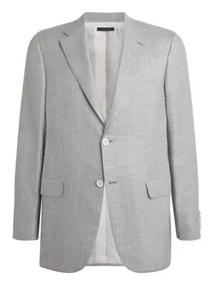 Brioni Wool-silk Check Ravello Blazer - Grey