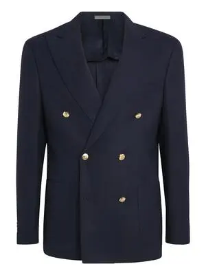 Corneliani Virgin Wool Double-breasted Blazer - Navy