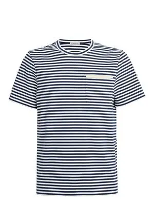 Moncler Cotton Striped T-shirt - Blue