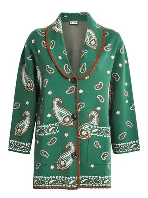 Rixo Wool-blend Paisley Morla Cardigan - Green