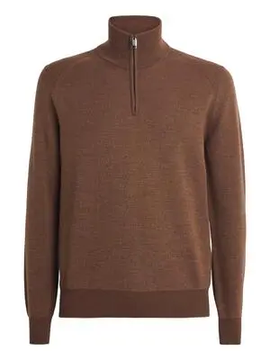 Brioni Cashmere-wool Half-zip Sweater - Brown
