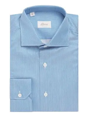 Brioni Cotton Stripe Shirt - Blue