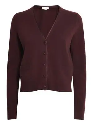 Vince Wool-blend Satin-trim Cardigan - Red