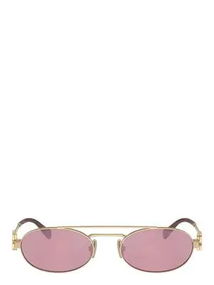 Miu Miu Logo Oval Sunglasses - Gold
