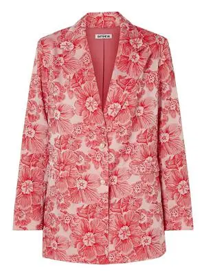 Batsheva Agnes Floral-jacquard Blazer - Red