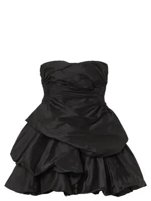 Aje Daybreak Strapless Ruched Taffeta Mini Dress - Black