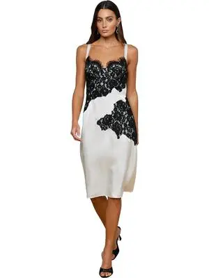 L'Agence Fenna Silk Lace Dress - Ivory/black