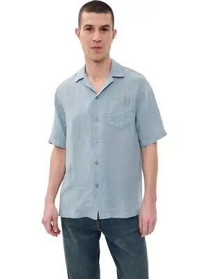 Frescobol Carioca Angelo Gd Linen Short Sleeve Shirt - Coastal Blue