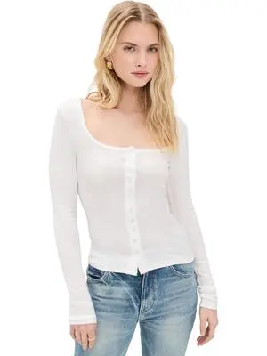 Free People Pointelle Knit Shirt - Sugar Swizzle