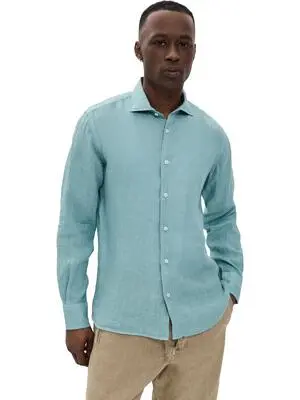 Fedeli Nick Linen Button Down Shirt - Teal