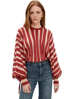 Zimmermann Rebellion Drawn Sweater - Red/cream Stripe
