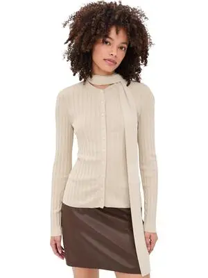 Rag & Bone Gianna Ribbed Knit Cardigan - Beige