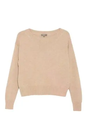 N.peal Crop Boat Neck Jumper - Neutrals