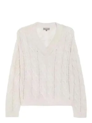 N.PEAL Cable Knit V-Neck Top