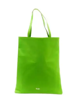 LA ROSE Leather Tote Bag With Logo Detail - Green