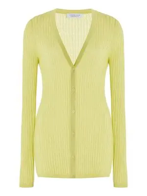 Gabriela Hearst Emma Pointelle Knit Cardigan - Lime Adamite