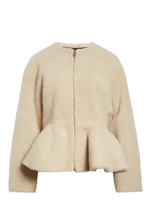 Alaïa Genuine Shearling Peplum Jacket - Naturel